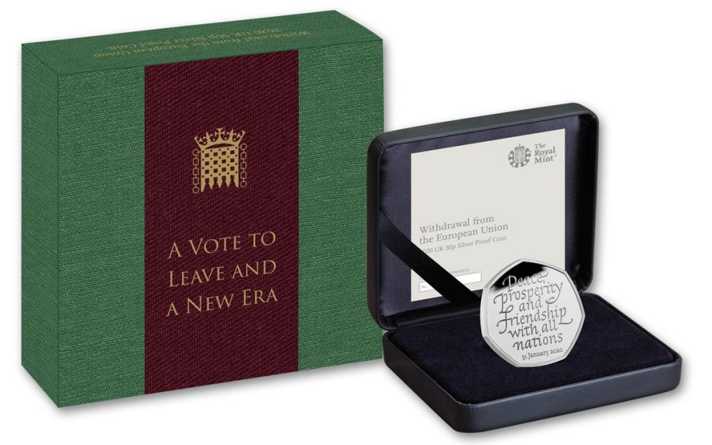 British Royal Mint Brexit 50 Pence 2020 Silver Proof Coin